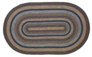 ihf home decor | denim premium braided collection | primitive, rustic, country, farmhouse style | jute/cotton | 30 days risk free | accent rug/door mat | blue, beige | 27"x48" oval