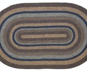 IHF Home Decor | Denim Premium Braided Collection | Primitive, Rustic, Country, Farmhouse Style | Jute/Cotton | 30 Days Risk Free | Accent Rug/Door Mat | Blue, Beige | 27"x48" Oval