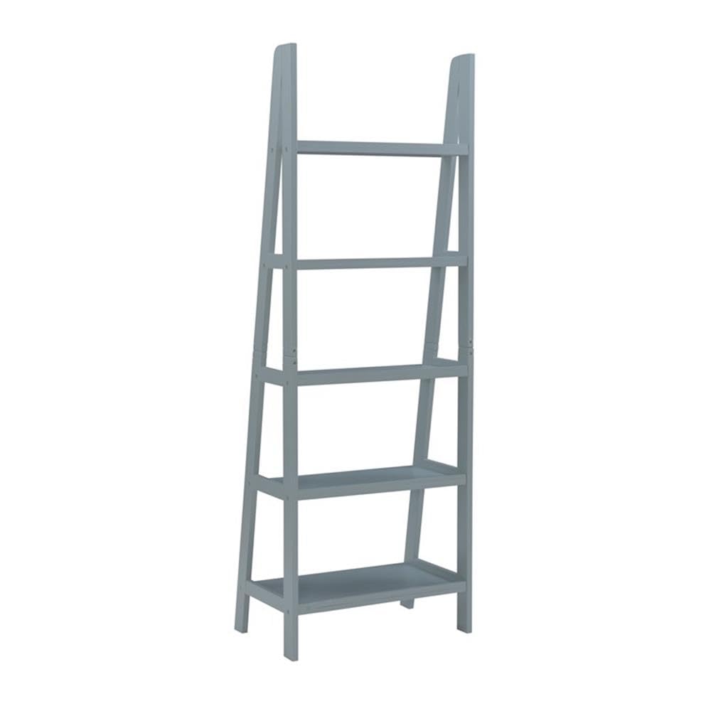 Linon Archdale Wood Open Back 72" Ladder Bookshelf with 5 Shelves in Gray