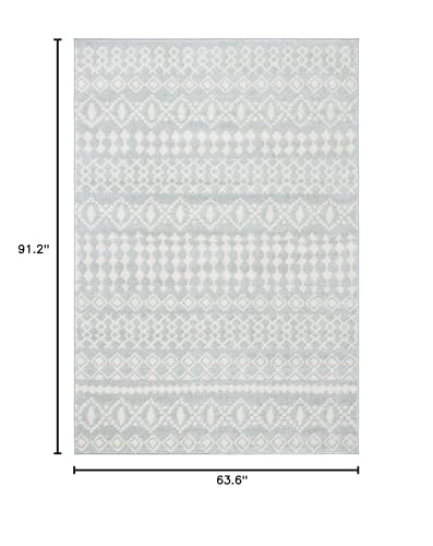 SAFAVIEH Tulum Collection Area Rug - 5'3" x 7'6", Light Grey & Ivory, Moroccan Boho Distressed Design, Non-Shedding & Easy Care, Ideal for High Traffic Areas in Living Room, Bedroom (TUL240G)