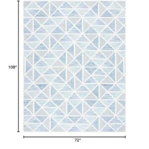 SAFAVIEH Abstract Collection Area Rug - 6' x 9', Ivory & Blue, Handmade Wool, Ideal for High Traffic Areas in Living Room, Bedroom (ABT655A)