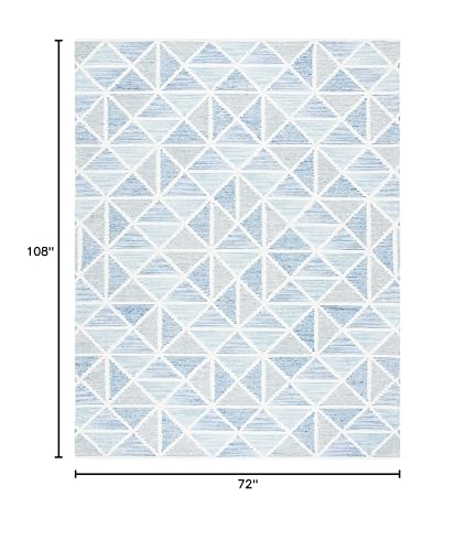 SAFAVIEH Abstract Collection Area Rug - 6' x 9', Ivory & Blue, Handmade Wool, Ideal for High Traffic Areas in Living Room, Bedroom (ABT655A)