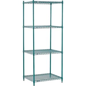 nexel 21" x 30" x 74", 4 tier adjustable wire shelving unit, nexguard anti-microbial agent, nsf listed commercial storage rack, poly-green, leveling feet