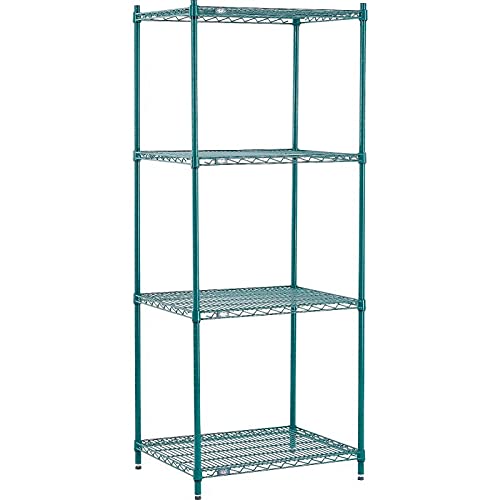 Nexel 21" x 30" x 74", 4 Tier Adjustable Wire Shelving Unit, NEXGuard Anti-Microbial Agent, NSF Listed Commercial Storage Rack, Poly-Green, Leveling feet