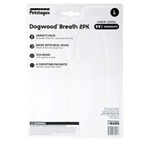 Petstages Dogwood Wood Durable Dog Chew Toys, Real Wood & Mint, 2-Pack, Large