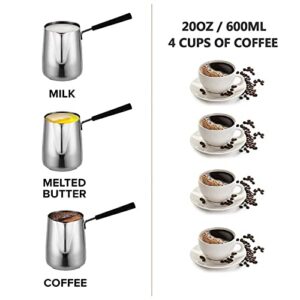 Butter Coffee Milk Warmer Mini Butter Melting Pot Turkish Coffee Warmer and Butter Melting Pot, Stainless Steel, 12-Ounce Capacity (350ML)