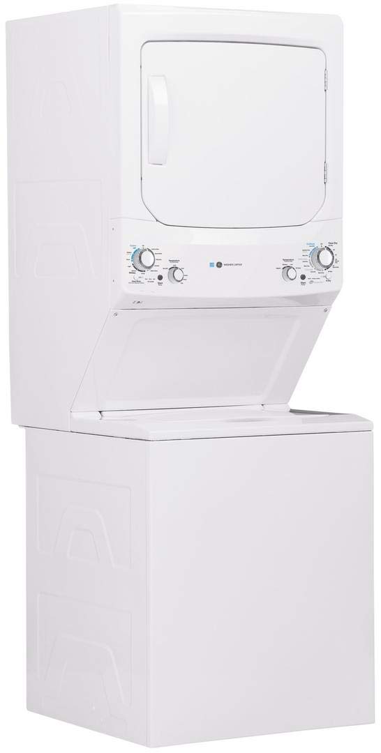 GE GUD27GESNWW 27" Gas Laundry Center with 3.8 cu. ft. Washer Capacity and 5.9 cy. ft. Dryer Capacity in White