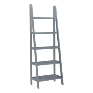 Linon Archdale Wood Open Back 72" Ladder Bookshelf with 5 Shelves in Gray