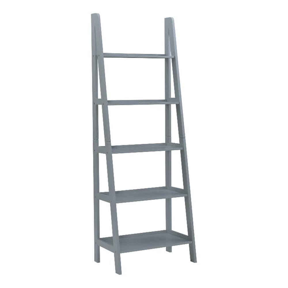 Linon Archdale Wood Open Back 72" Ladder Bookshelf with 5 Shelves in Gray