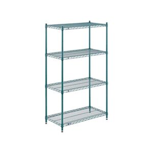 nexel 24" x 36" x 54", 4 tier adjustable wire shelving unit, nexguard anti-microbial agent, nsf listed commercial storage rack, poly-green, leveling feet