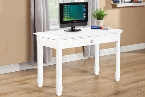 New Classic Furniture Tamarack Solid Wood Writing Desk with Drawer, White