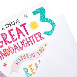 Regal Publishing Juvenile Birthday Card Age 3 Great Granddaughter - 9 x 6 inches