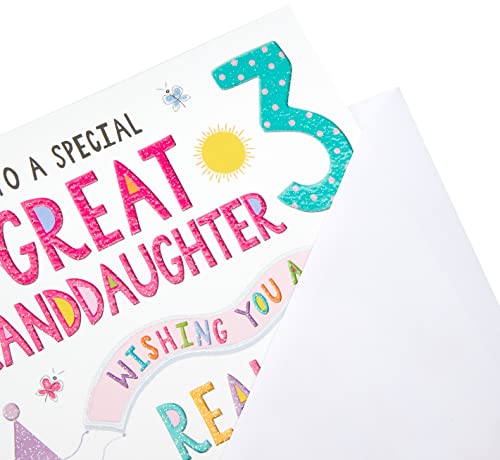 Regal Publishing Juvenile Birthday Card Age 3 Great Granddaughter - 9 x 6 inches