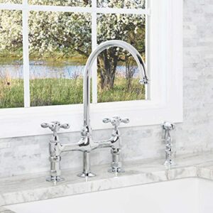 Vintage Tub & Bath Gooseneck Bridge Style Kitchen Faucet - Metal Cross Handles