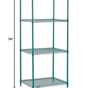 Nexel 21" x 30" x 74", 4 Tier Adjustable Wire Shelving Unit, NEXGuard Anti-Microbial Agent, NSF Listed Commercial Storage Rack, Poly-Green, Leveling feet