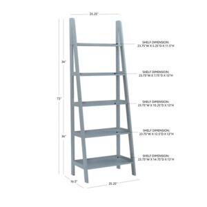 Linon Archdale Wood Open Back 72" Ladder Bookshelf with 5 Shelves in Gray