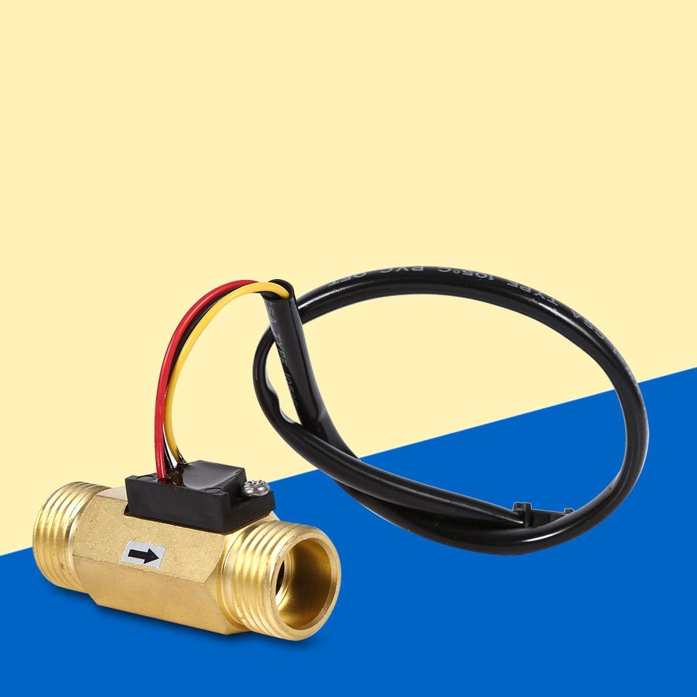 Water Flow Sensor Switch Hall Effect Liquid Water Flowmeter Meter 1-30L/min, DC4.5-18V, Copper - Water Flow Hall Sensor