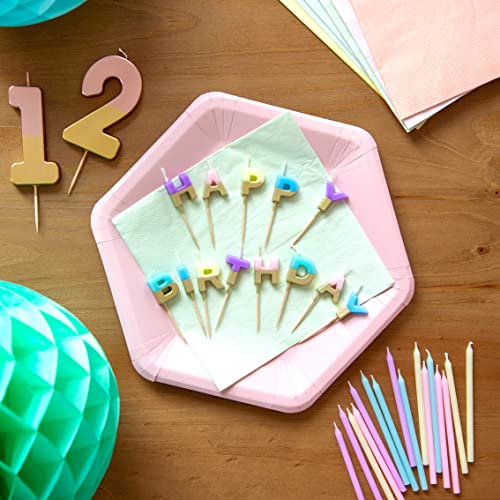 Talking Tables Pack of 16 - Size 10cm Pastel Birthday Candles Make Your Cake Extra Special This Year.