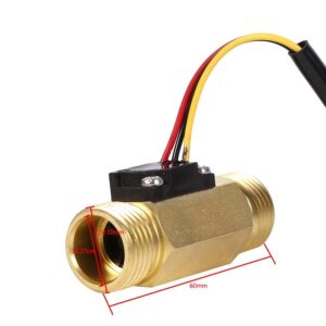 Water Flow Sensor Switch Hall Effect Liquid Water Flowmeter Meter 1-30L/min, DC4.5-18V, Copper - Water Flow Hall Sensor