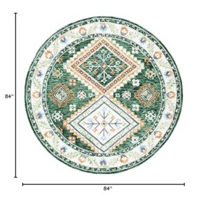 SAFAVIEH Aspen Collection 7' Round Green/Ivory APN706Y Handmade Moroccan Boho Tribal Wool Area Rug