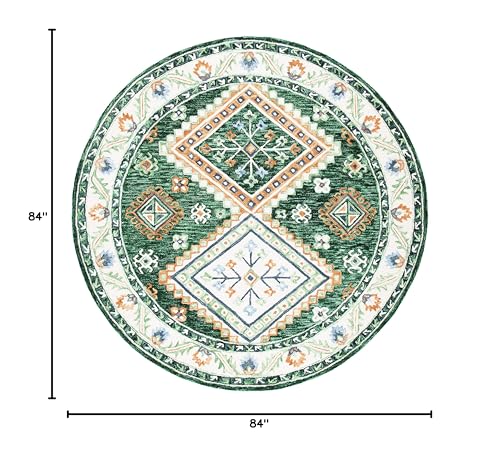 SAFAVIEH Aspen Collection 7' Round Green/Ivory APN706Y Handmade Moroccan Boho Tribal Wool Area Rug