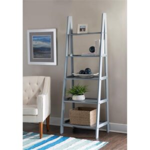 Linon Archdale Wood Open Back 72" Ladder Bookshelf with 5 Shelves in Gray