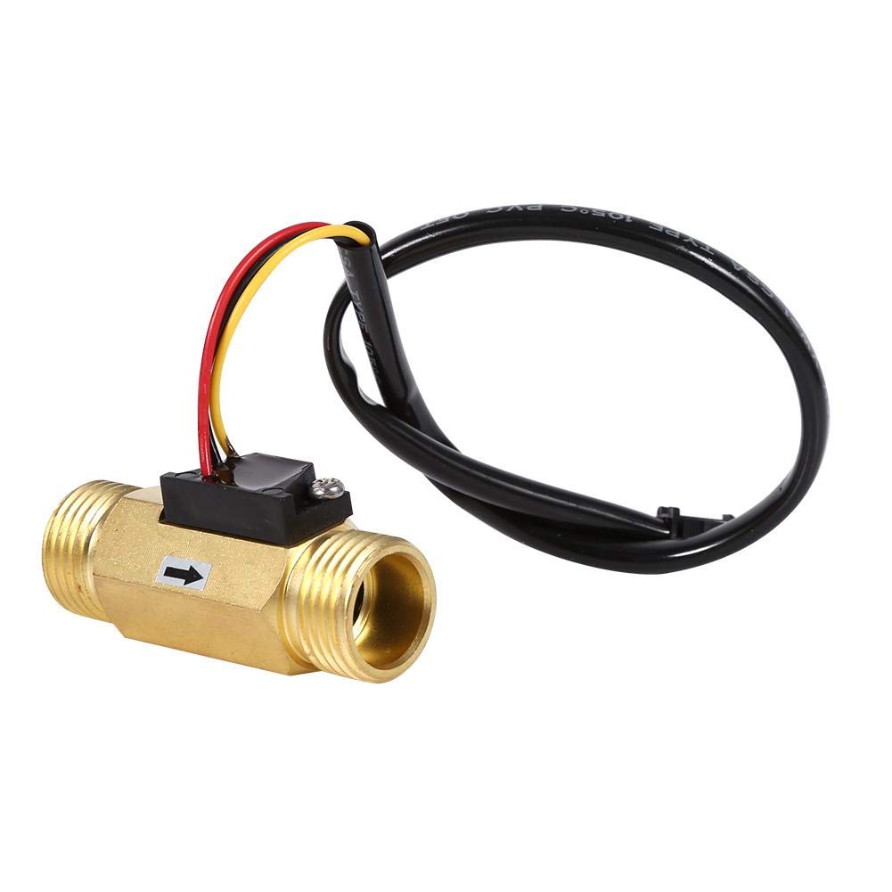 Water Flow Sensor Switch Hall Effect Liquid Water Flowmeter Meter 1-30L/min, DC4.5-18V, Copper - Water Flow Hall Sensor