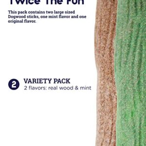 Petstages Dogwood Wood Durable Dog Chew Toys, Real Wood & Mint, 2-Pack, Large