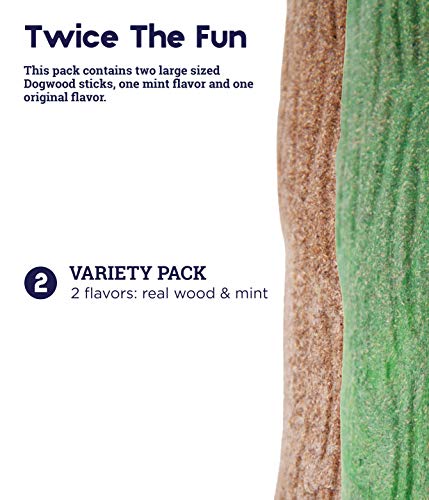 Petstages Dogwood Wood Durable Dog Chew Toys, Real Wood & Mint, 2-Pack, Large