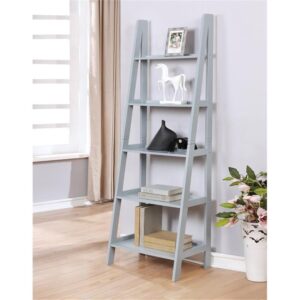 Linon Archdale Wood Open Back 72" Ladder Bookshelf with 5 Shelves in Gray