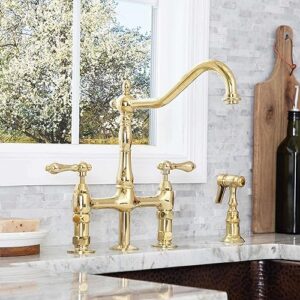 vintage tub & bath bridge style kitchen faucet with metal lever handles