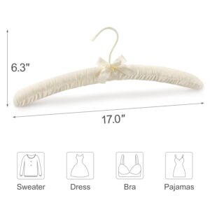 TOPIA HANGER Padded Hangers for Women Clothing,17-inch Satin Hangers 10 Pack Thick Foam Padded No Shoulder Bump for Sweaters, Coat, Blouses, Dresses-Ivory,CT18I-10