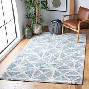 safavieh abstract collection area rug - 6' x 9', ivory & blue, handmade wool, ideal for high traffic areas in living room, bedroom (abt655a)