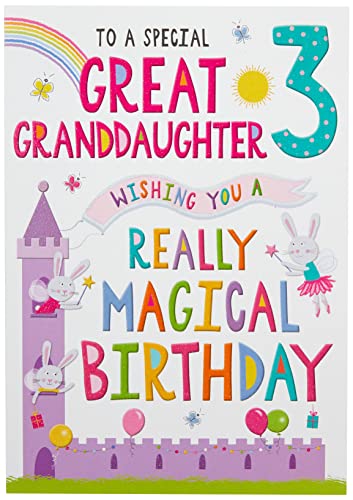 Regal Publishing Juvenile Birthday Card Age 3 Great Granddaughter - 9 x 6 inches