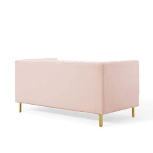 Modway Shift Channel Tufted Performance Velvet, Loveseat, Pink