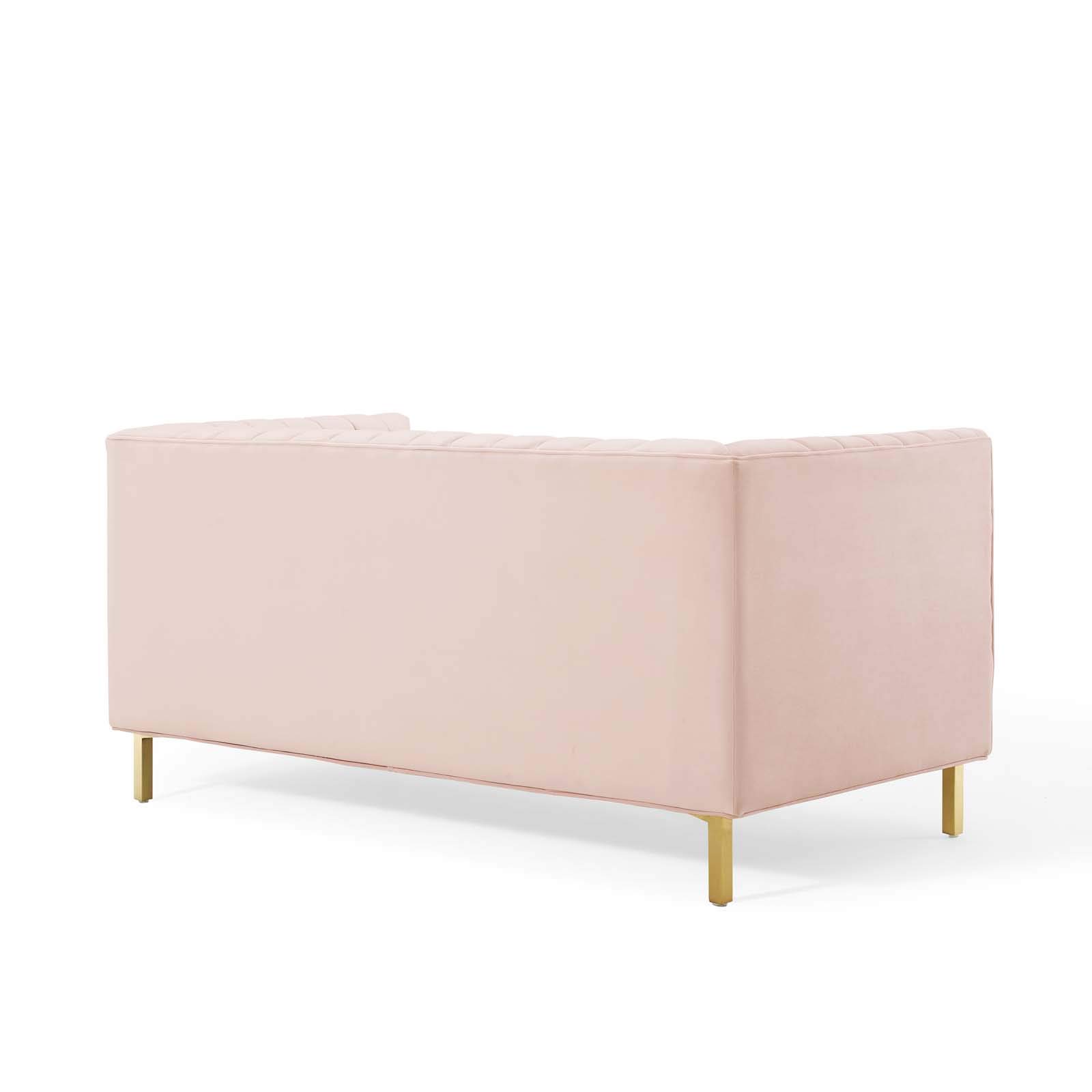 Modway Shift Channel Tufted Performance Velvet, Loveseat, Pink