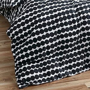 MARIMEKKO - Queen Duvet Cover Set, Cotton Bedding with Matching Shams & Button Closure, All Season Home Decor (Rasymatto Black, Queen)