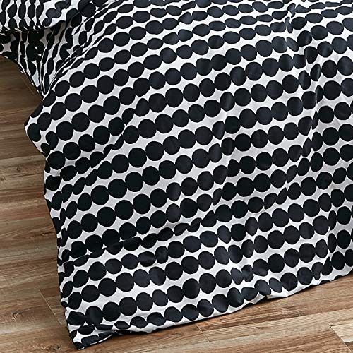 MARIMEKKO - Queen Duvet Cover Set, Cotton Bedding with Matching Shams & Button Closure, All Season Home Decor (Rasymatto Black, Queen)