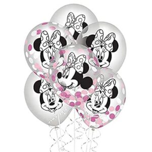 minnie mouse forever multicolor latex confetti balloons - 12" (6 pack) - perfect for disney-themed celebrations, birthdays & room decor