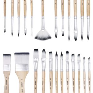 Artecho 24 PCS Paint Brushes for Acrylic Painting, Acrylic Paint Brushes for Oil, Watercolor, Acrylic, Gouache and Canvas Painting