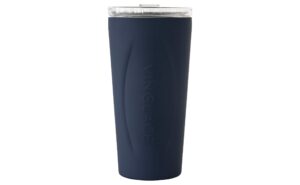 vinglacé stainless steel drink tumbler- insulated hot and cold beverage cup with glass insert and lid, 14 oz, navy