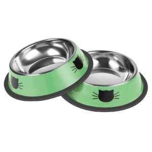 serentive 2pcs cat bowls non-slip stainless steel small cat food bowls unbreakable thicken cat feeder 7 oz cat dishes suitable for indoor small pets removable rubber base easily clean lovely color