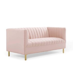 Modway Shift Channel Tufted Performance Velvet, Loveseat, Pink