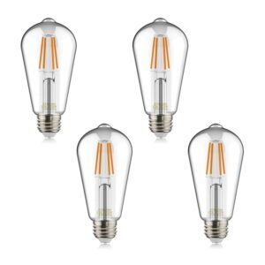 helloify st64 led filament bulbs, 100w equivalent, edison vintage dimmable energy efficient lamp for pendant wall light fixtures office bedroom bathroom, e26 base, warm white 2700k, 4pcs