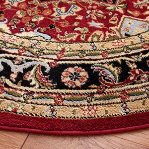 SAFAVIEH Lyndhurst Collection 3'3" Round Red / Black LNH330B Traditional Oriental Non-Shedding Dining Room Entryway Foyer Living Room Bedroom Area Rug