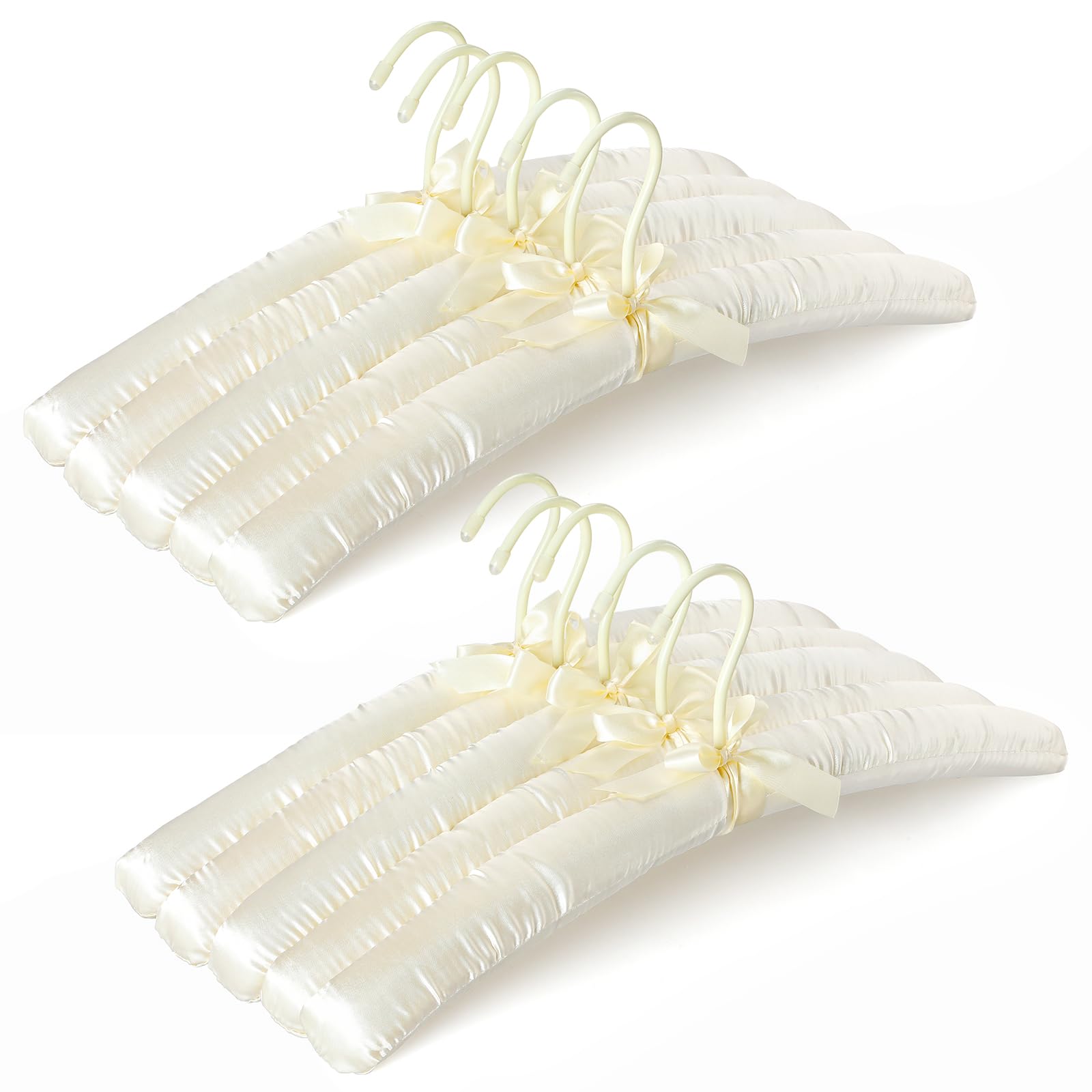 TOPIA HANGER Padded Hangers for Women Clothing,17-inch Satin Hangers 10 Pack Thick Foam Padded No Shoulder Bump for Sweaters, Coat, Blouses, Dresses-Ivory,CT18I-10