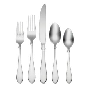 oneida satin vertex 20 piece everyday flatware, service for 4 18/0 stainless steel, silverware set