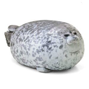 ehotong cute blob seal pillow, chubby seal plush hug pillow soft stuffed animal toy (gray,11.5")