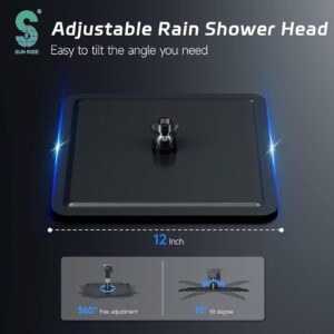 SR SUN RISE 12 Inch Rain Shower Head 304 Stailess Steel Matte Black High Pressure Rainfall Showerhead Water Saving