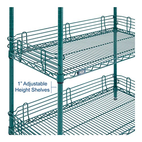 Nexel 21" x 30" x 74", 4 Tier Adjustable Wire Shelving Unit, NEXGuard Anti-Microbial Agent, NSF Listed Commercial Storage Rack, Poly-Green, Leveling feet